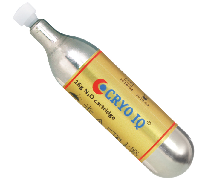 cartuccia cryo iq 16g di gas n2o con valvola - RAM Apparecchi Medicali